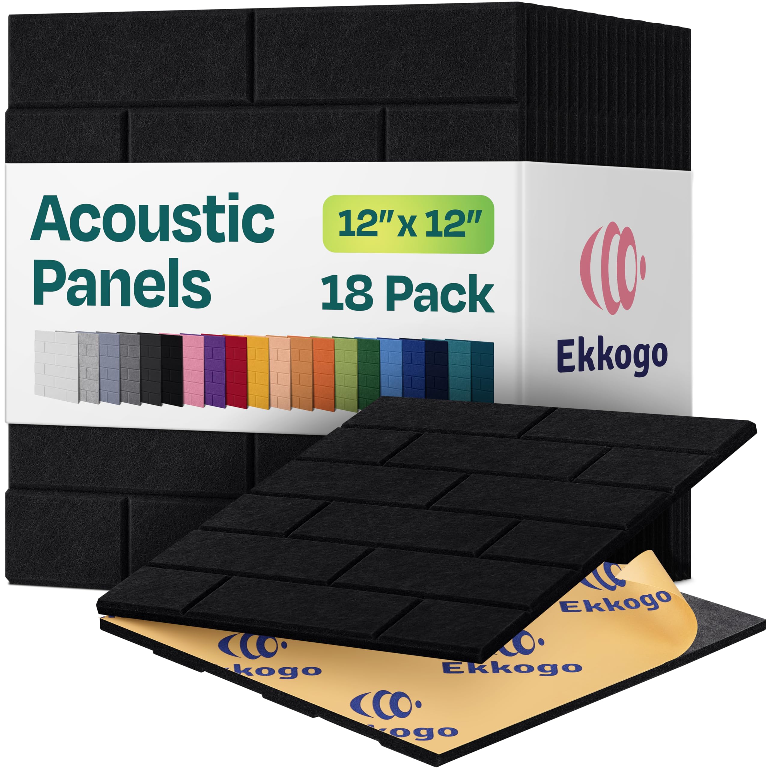 Amazon.com: Ekkogo Acoustic Panels 18-Pack Soundproof Wall Panels 12 ...