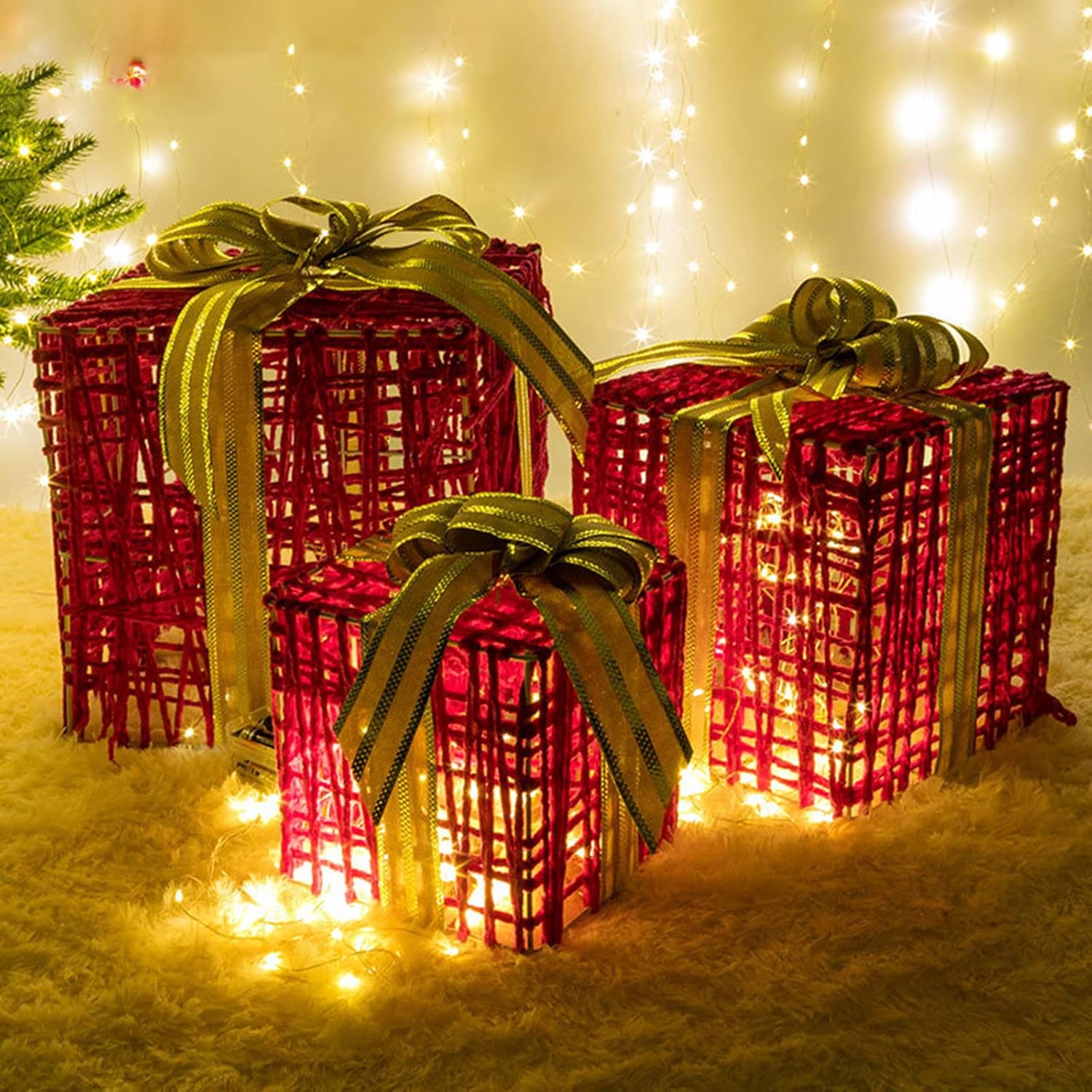 Amazon.com: Set of 3 Christmas Lighted Gift Boxes - LED Light Up ...