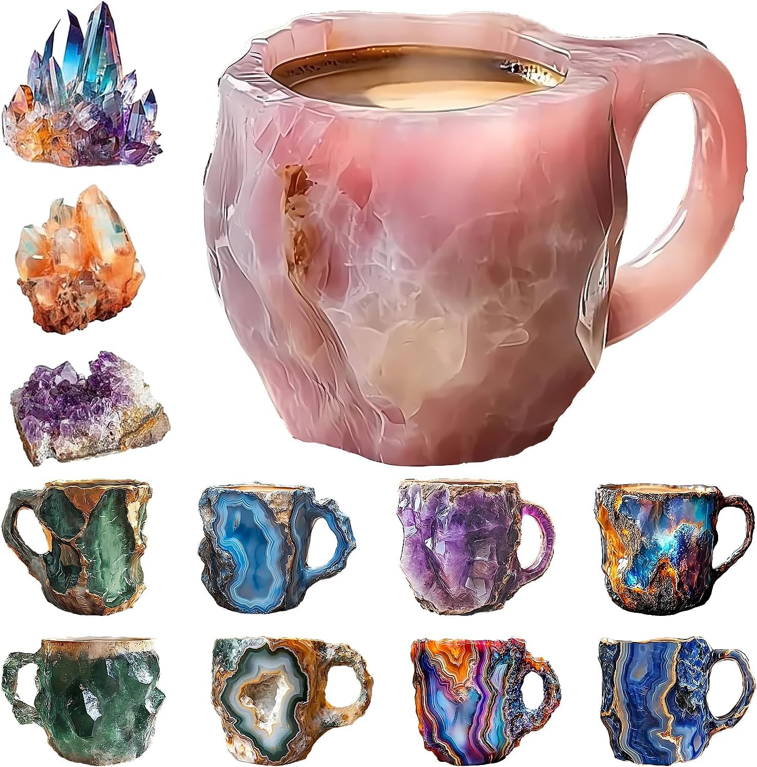 Amazon.com | Mineral Crystal Coffee Mug, 2024 New Elegant Multi-Colored ...