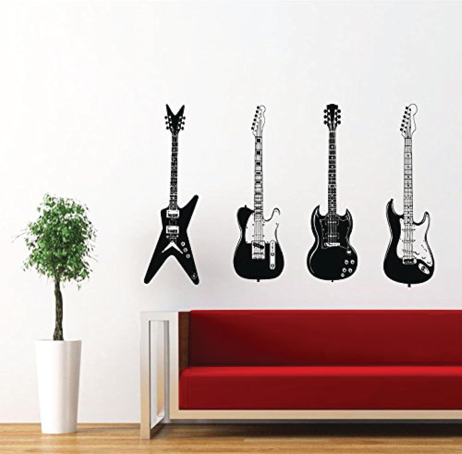 Four Guitars Musical Instrument Decor Recording Music Studio Wall Vinyl ...