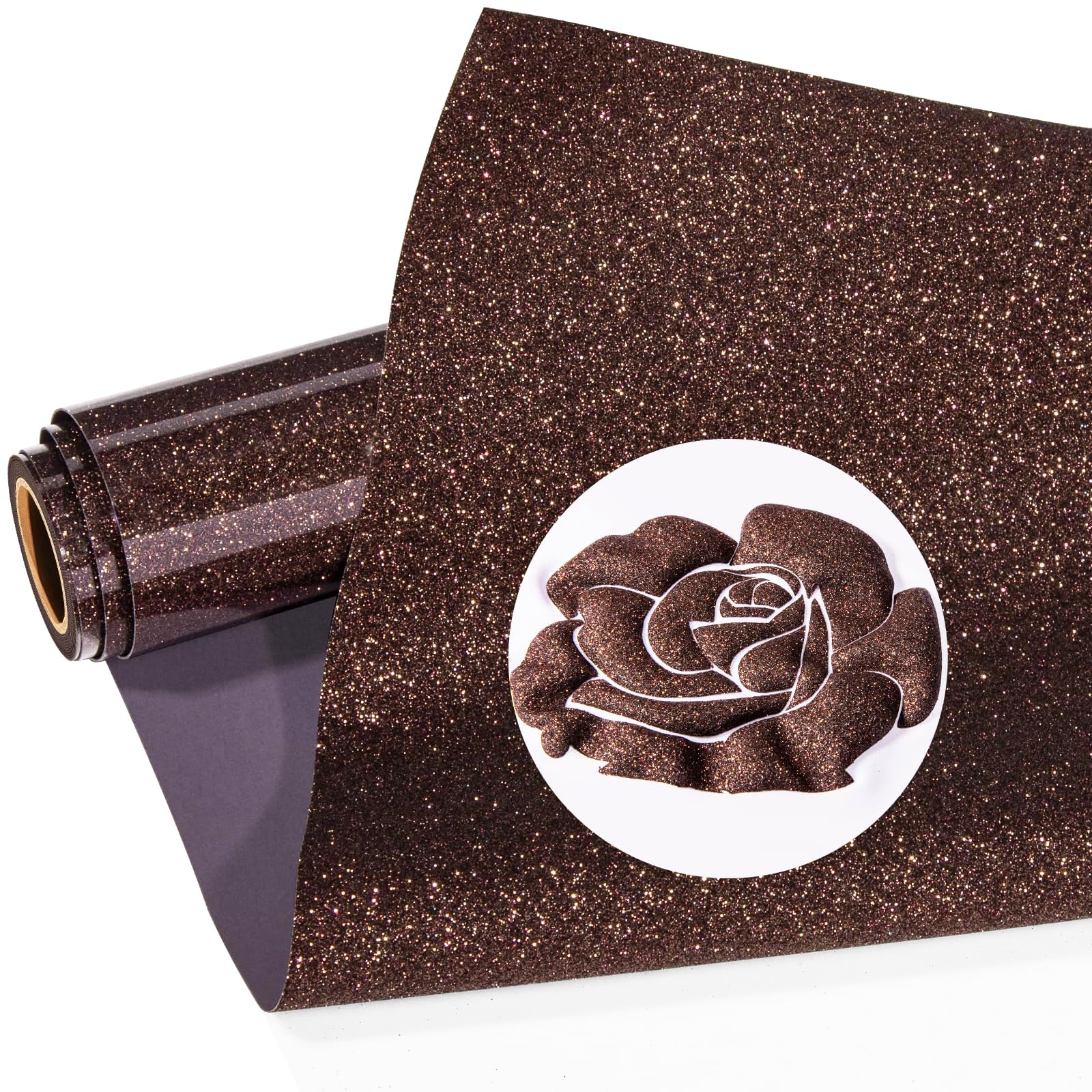 Amazon.com: Brown Puff Glitter HTV Vinyl Heat Transfer, Brown Glitter ...