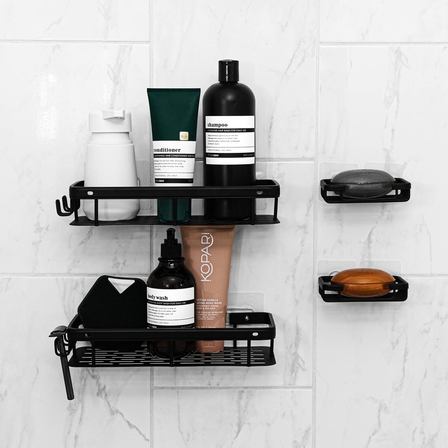 Amazon.com: PROBEAUTIFY Shower Organizer - 4 Pack: 2x Shelf + 2x Soap ...