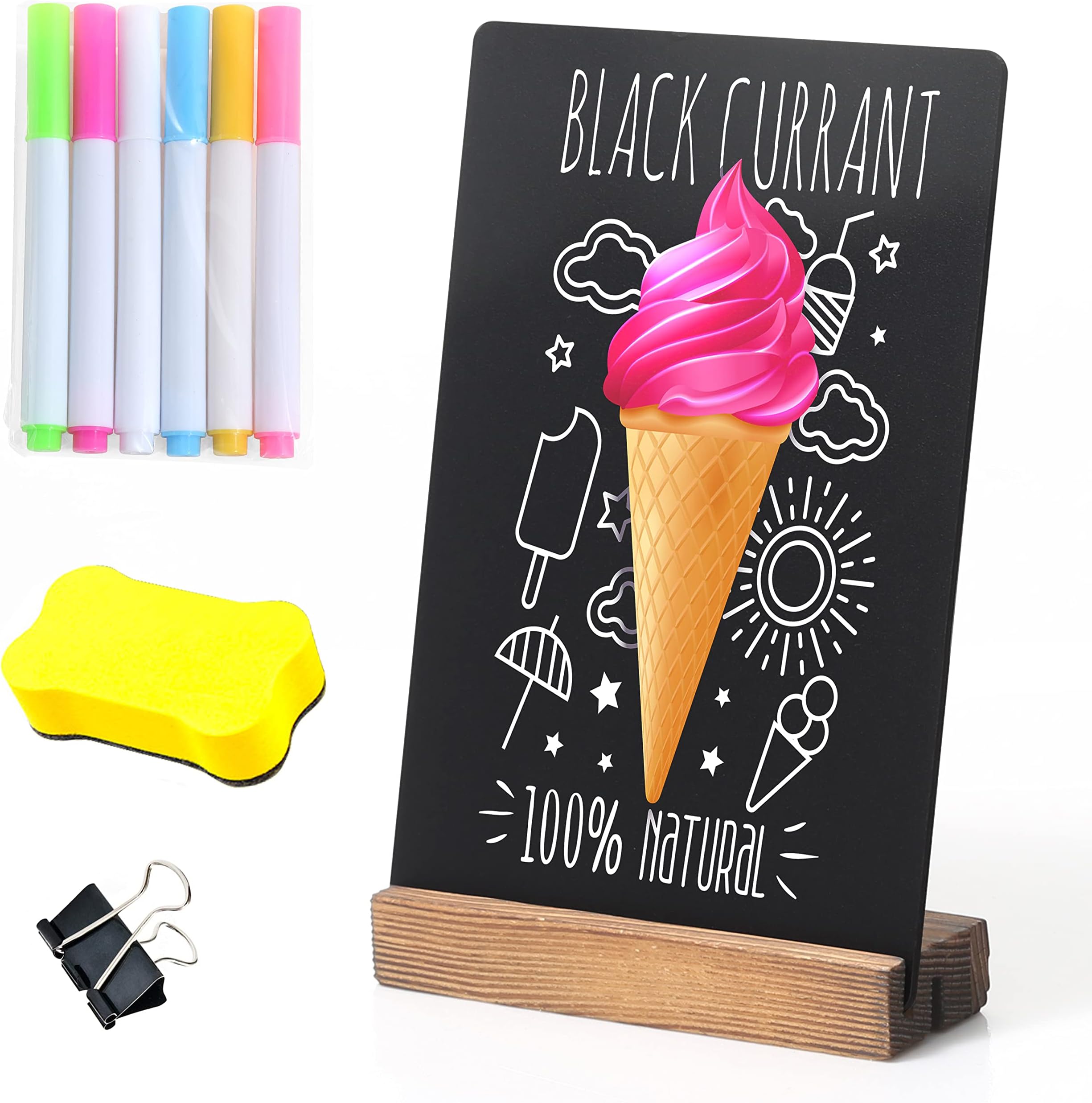 Amazon.com : HEALLILY Wooden Tabletop Chalkboard with Stand Mini ...