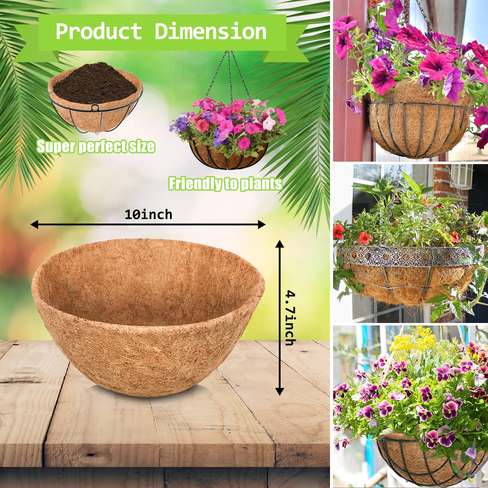 Snapklik.com : Riare 2 Pack 10 Inch Round Coco Liners Replacement- 100% ...