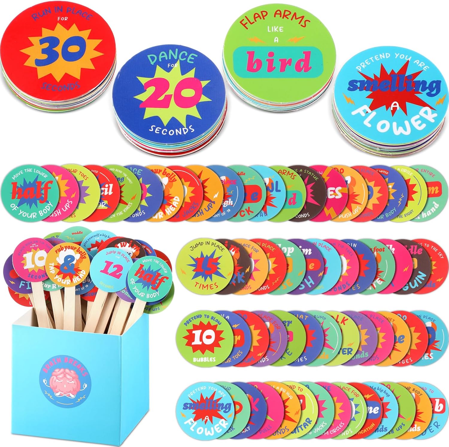 Amazon.com: Yeaqee 161 Pcs Brain Break Activities Include 60 ...