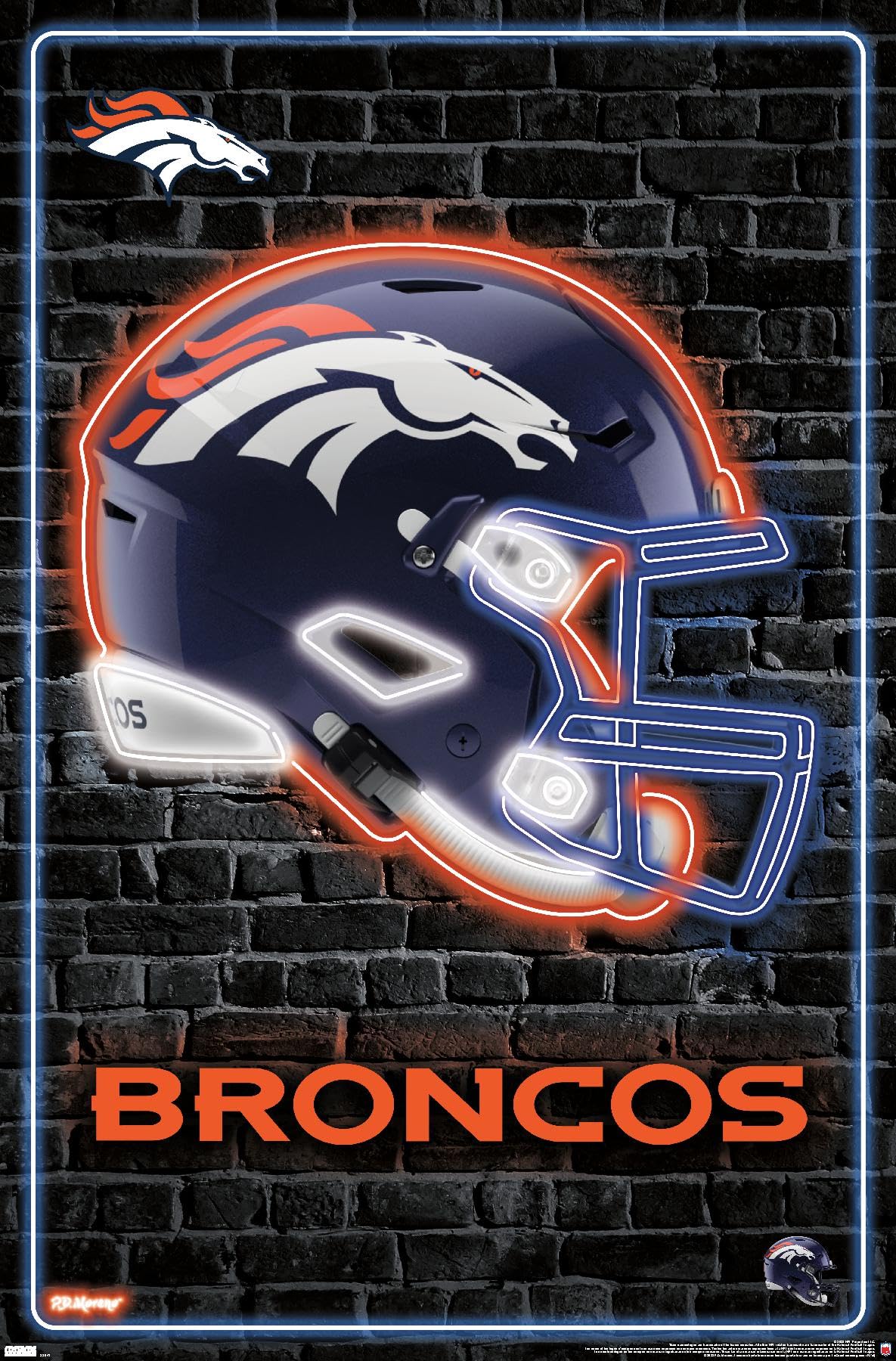 Amazon.com: Trends International NFL Denver Broncos - Neon Helmet 23 ...