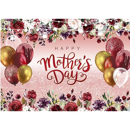 Amazon.com : WOLADA 7x5FT Happy Mothers Day Photography Backdrop Mother's Day Flowers Wall ...