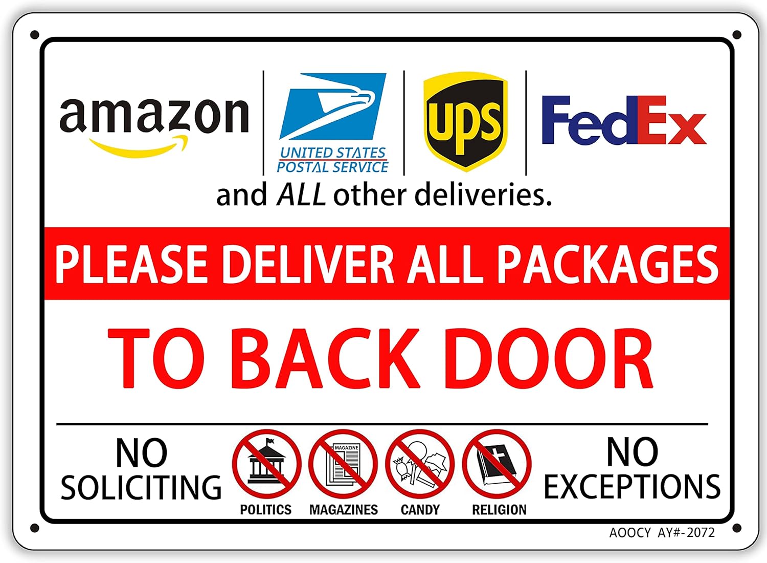 Amazon.com : Please Deliver All Packages TO BACK DOOR, Package Delivery ...