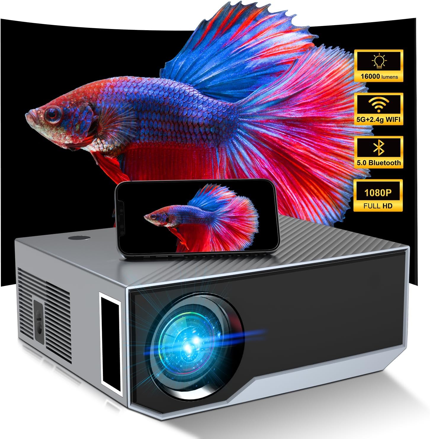 Amazon.com: Projector with Wifi and Bluetooth 2024 Upgraded Model ...