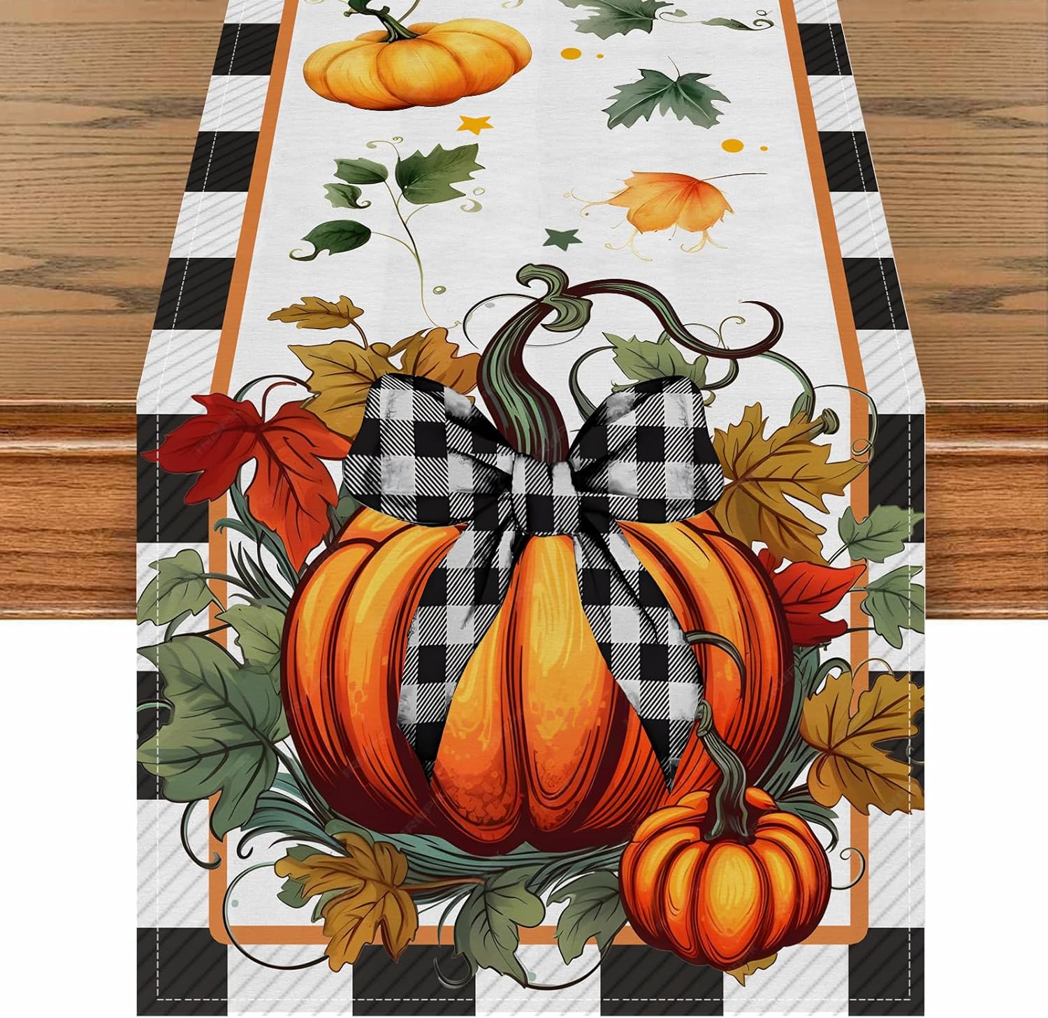 Amazon.com: Fall Table Runner,13x48Inch Long Linen Pumpkins Leaves ...