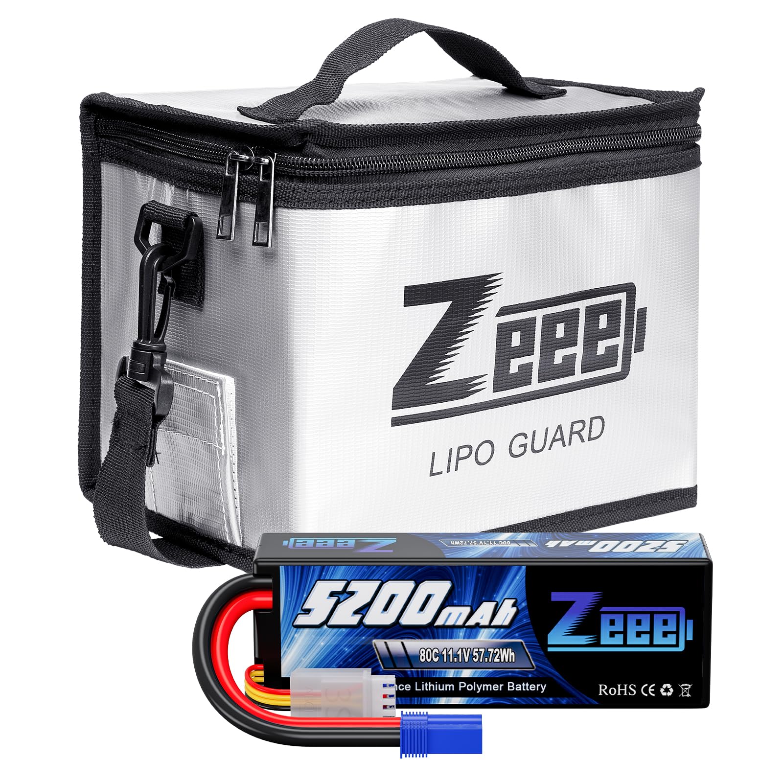 Amazon.com: Zeee 3S Lipo Battery 5200mAh 11.1V 80C Hard Case Battery ...