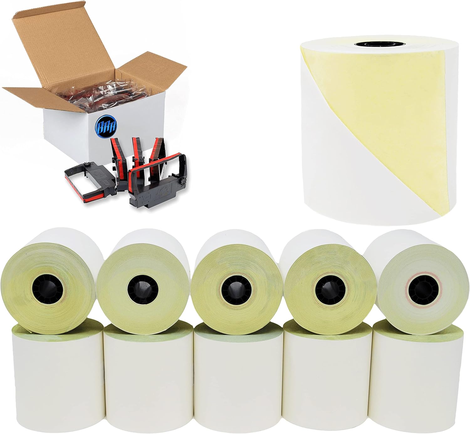 Amazon.com : (46 Rolls + 6 Ribbons) 2 Ply Carbonless Rolls 3" X 95 Feet ...