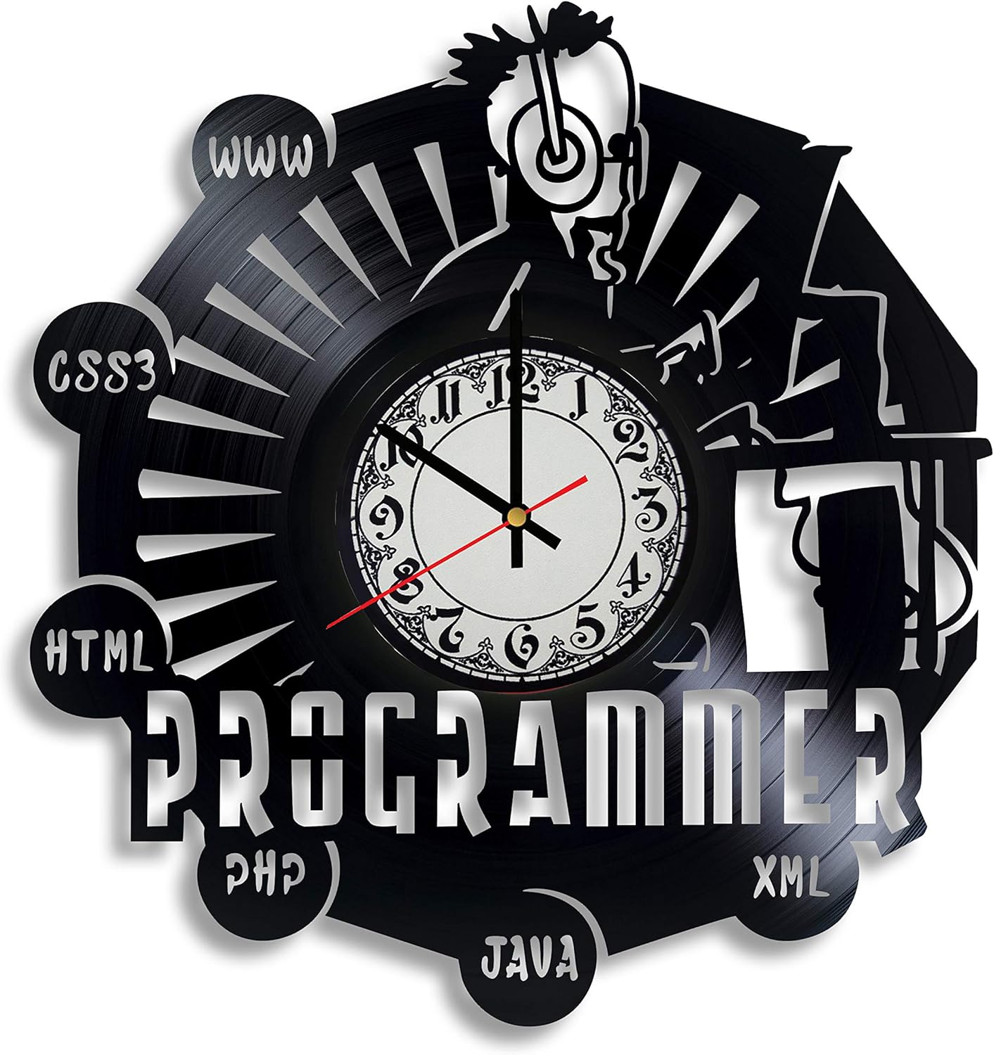 Amazon.com: Lepri4ok Computer Science Vinyl Record Wall Clock, Web ...