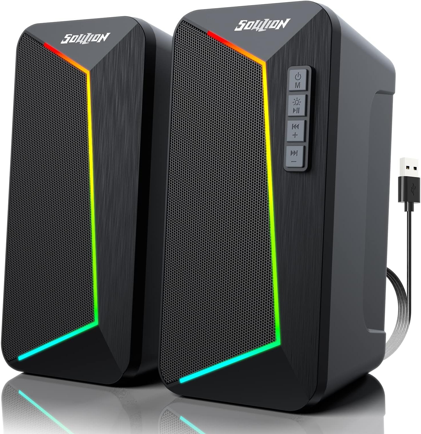 SOULION R40 Computer Speakers, USB Surround PC Speakers for Desktop, 6 ...