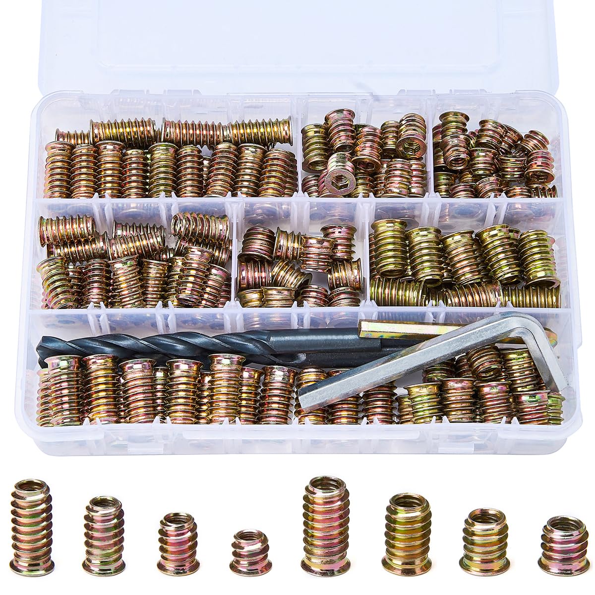Wocoe 200 Pieces 1/4 "- 20 Flush Nut Inserts Headless Screw Wood Bolt ...