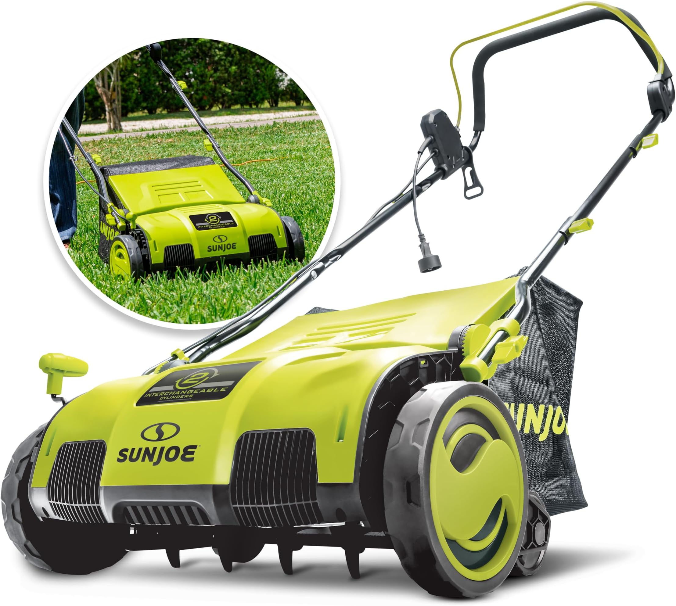 Sun Joe AJ805E 15-Inch 13-Amp Electric Dethatcher and Scarifier w ...