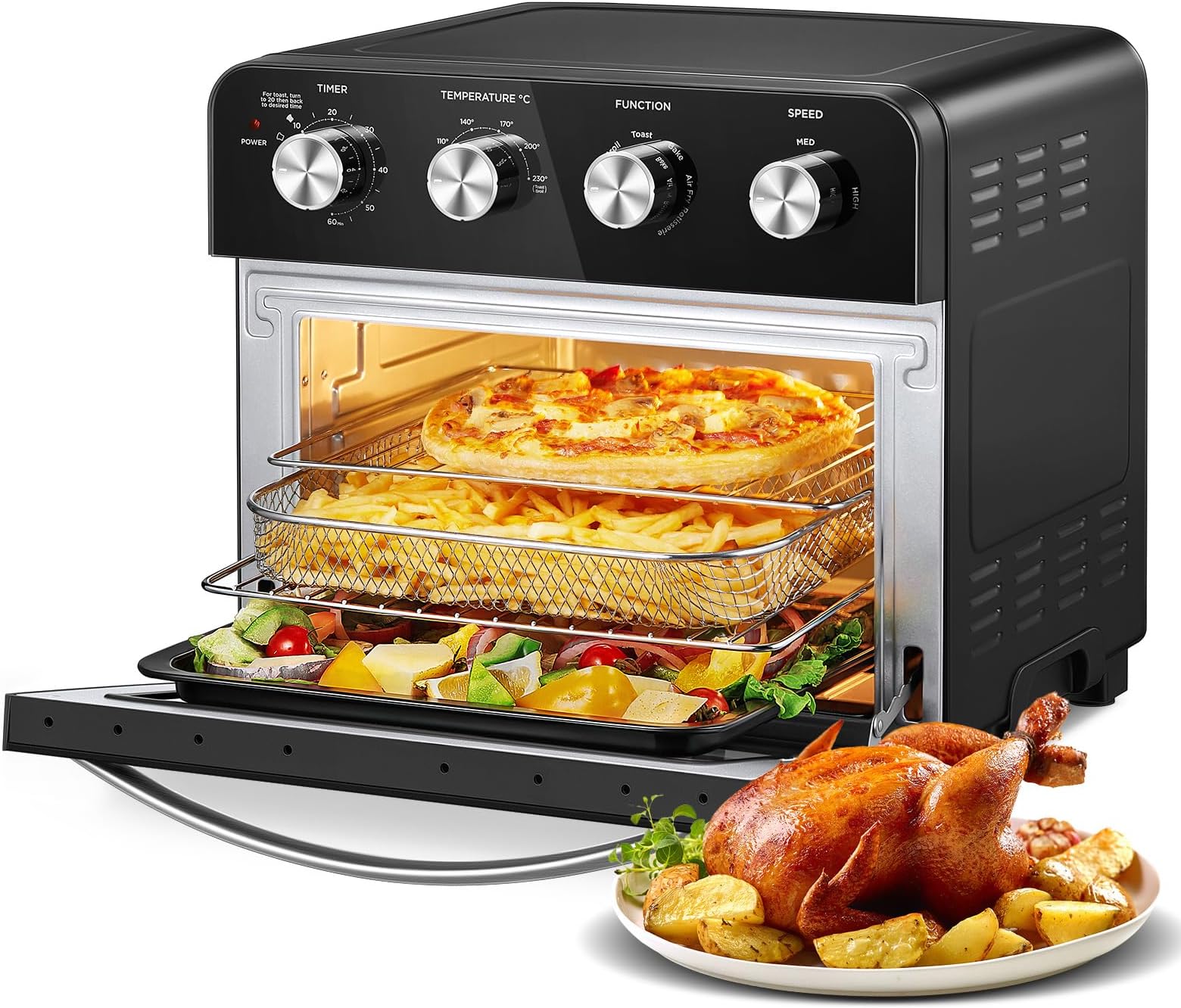 OIMIS 16L Friteuse à Air Chaud, 10-en-1 Intelligent Grille-pain ...
