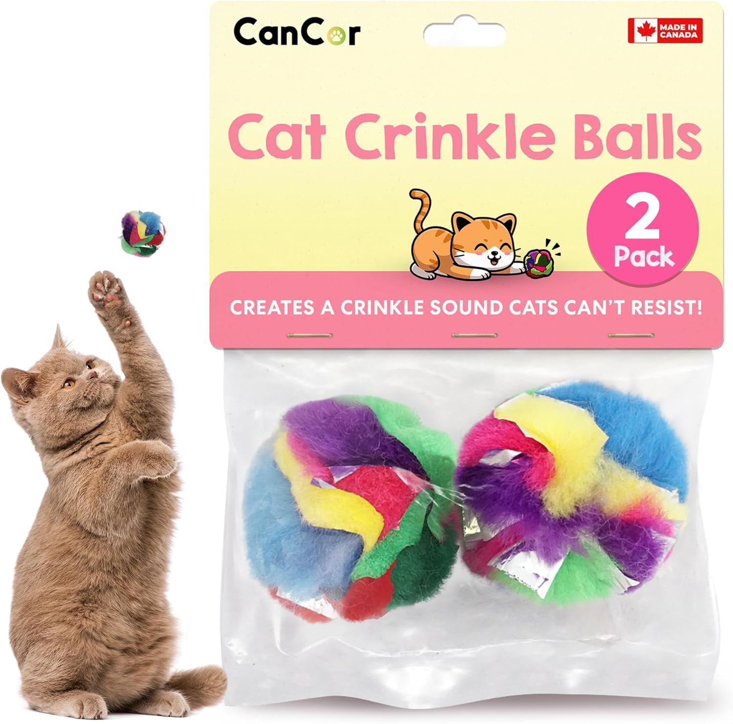 Amazon.com : Cat Crinkle Balls (2-Pack) – 1.5" Lightweight Toys for ...