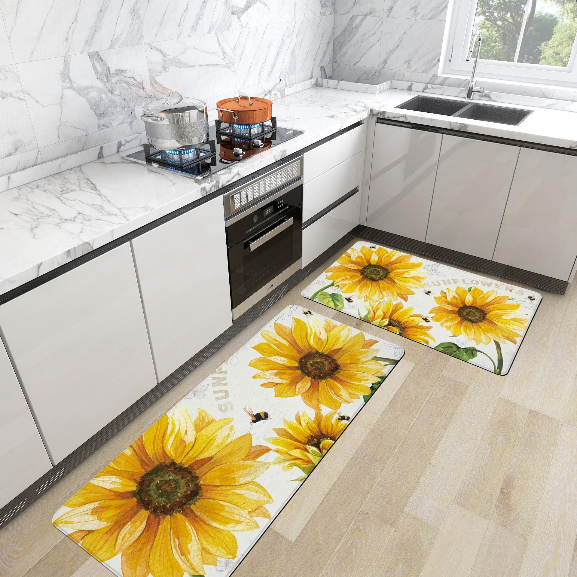 Amazon.com: TsyTma Sunflower Rug for Kitchen Sunflowers Decor Washable ...