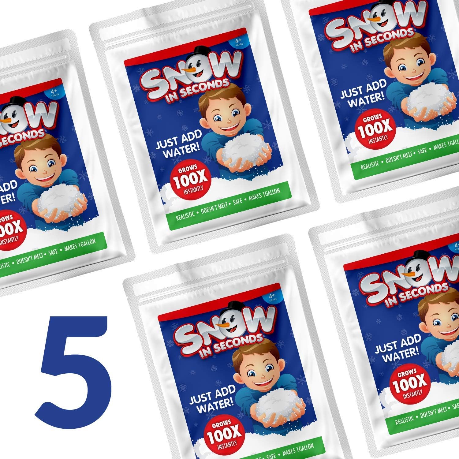 Amazon.com: Snow in Seconds Instant Fake Snow (5 Pack) : Home & Kitchen