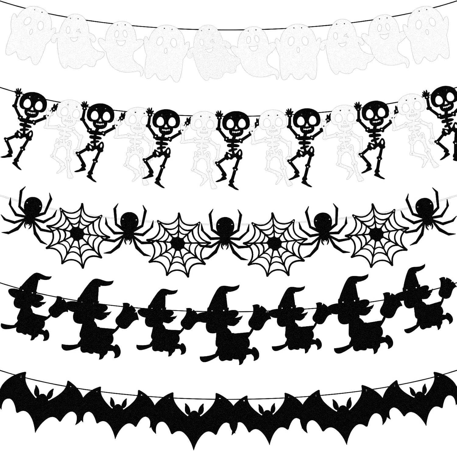DERAYEE 5 Pack Halloween Party Banners, Ghost Hanging Paper Garland ...