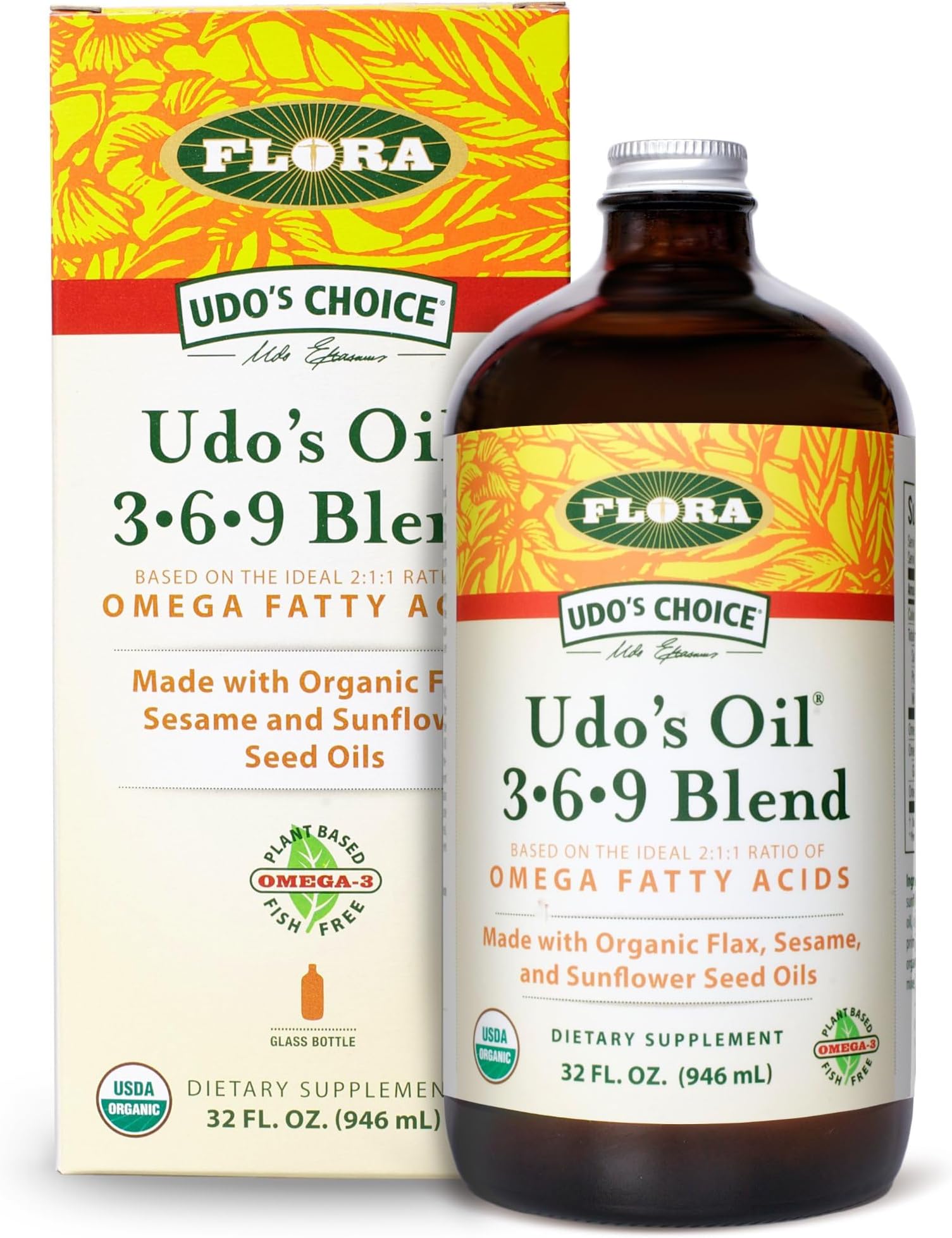 Amazon.com: Flora Udo's Oil 3-6-9 Blend - Vegan Omega-3 & Omega-6 ...