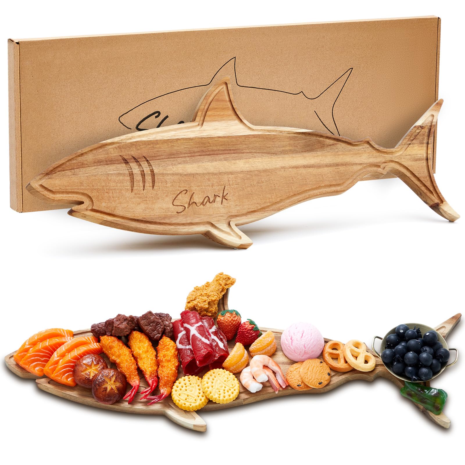 Shark Charcuterie Board for Cutting Serving Cheese Meat Housewarming ...