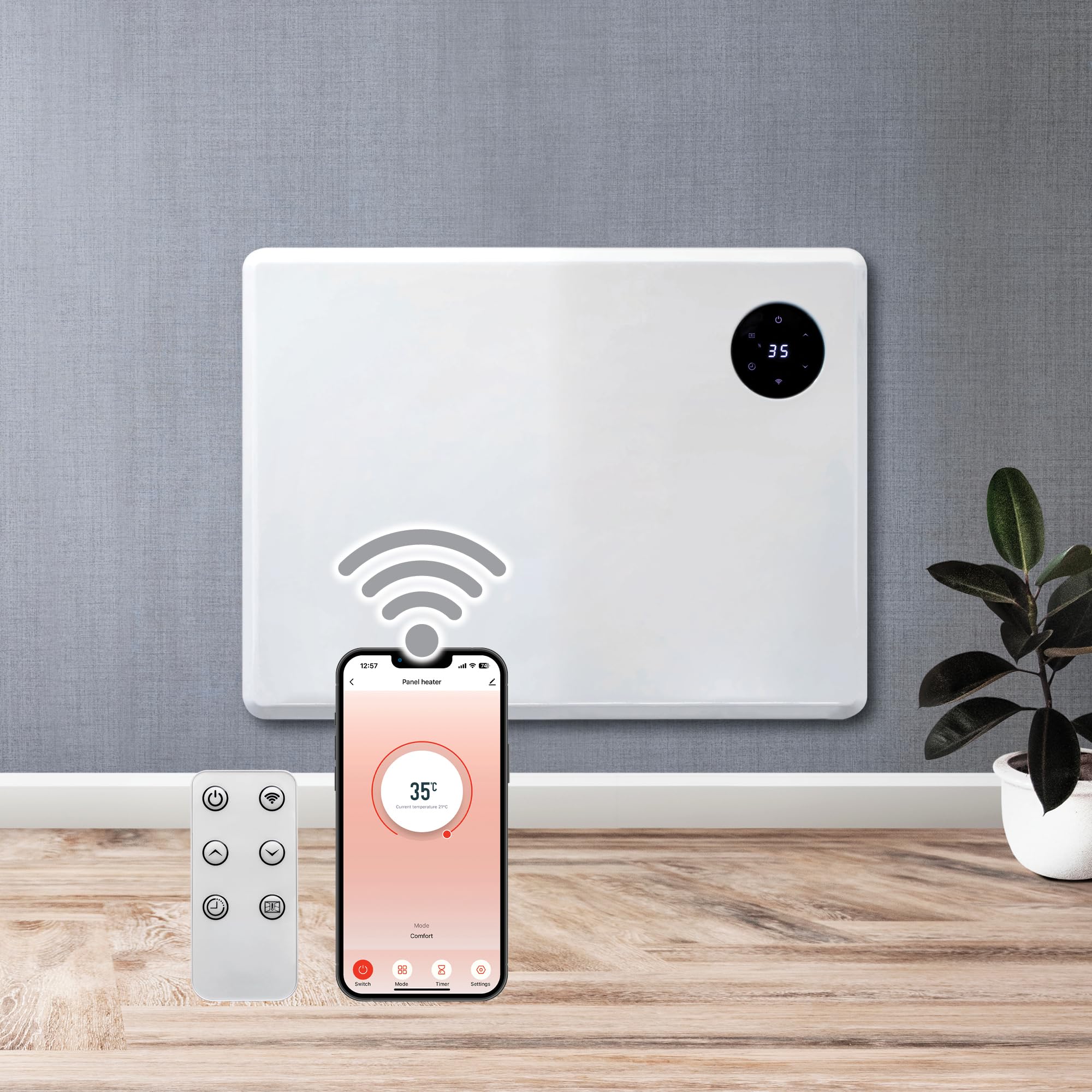 Purus 1000W White WIFI Smart App Control, Electric Radiator Heaters for ...