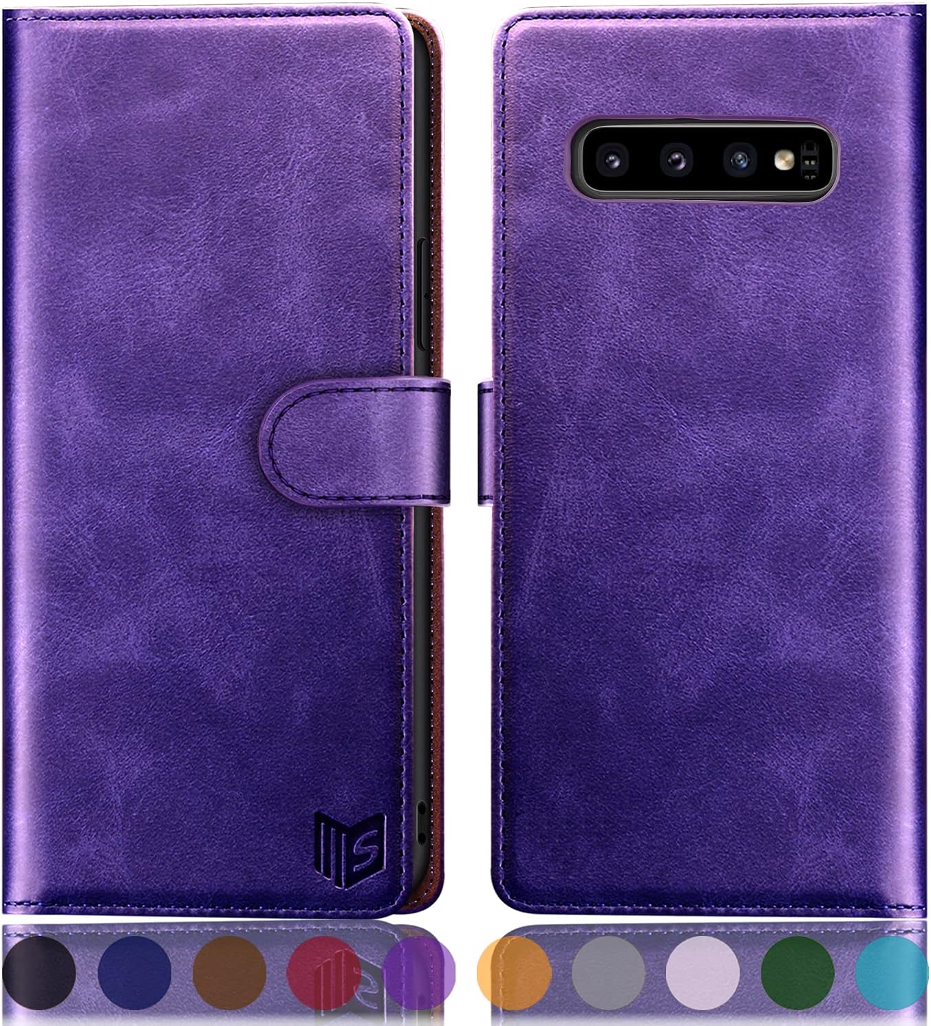 Amazon.com: SUANPOT for Samsung Galaxy S10 6.1"(Non S10e,S10+) with RFID Blocking Leather Wallet ...