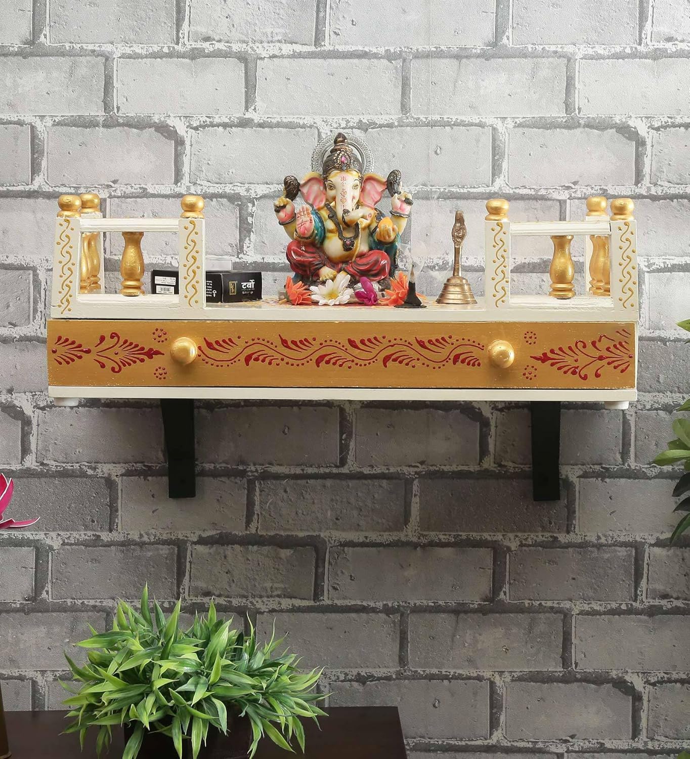 Amazon.com: YATSKIA Mini Pooja Mandir - Wooden Temple Pooja Mandir ...