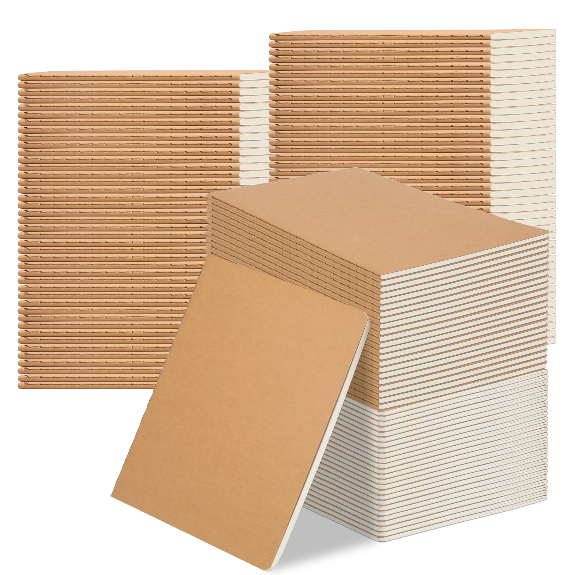 Amazon.com : 100 Packs Kraft Small Blank Notebooks, Unlined Mini A6 ...
