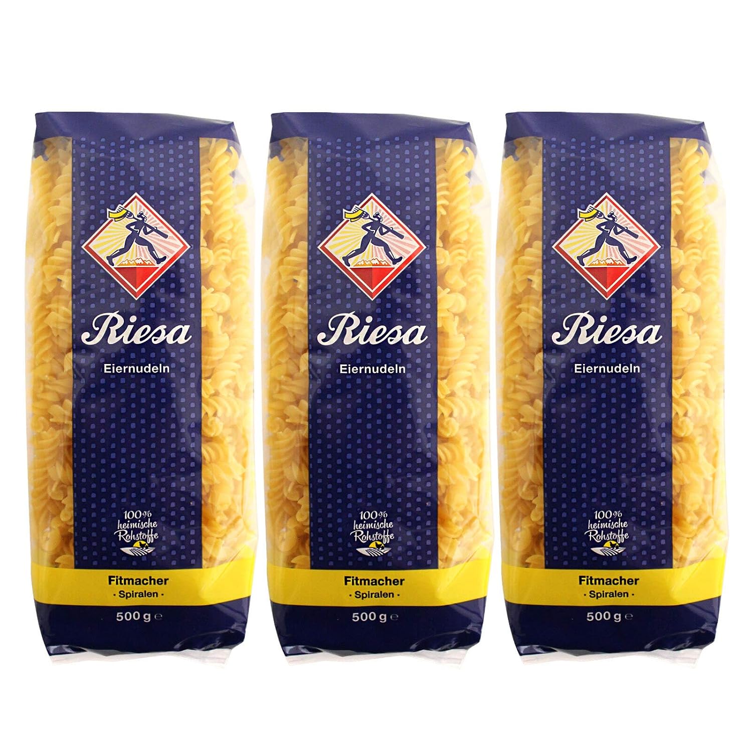 3er Pack Riesa Nudel Fitmacher Spiralen (3 x 500 g) Teigwaren, Spirelli ...