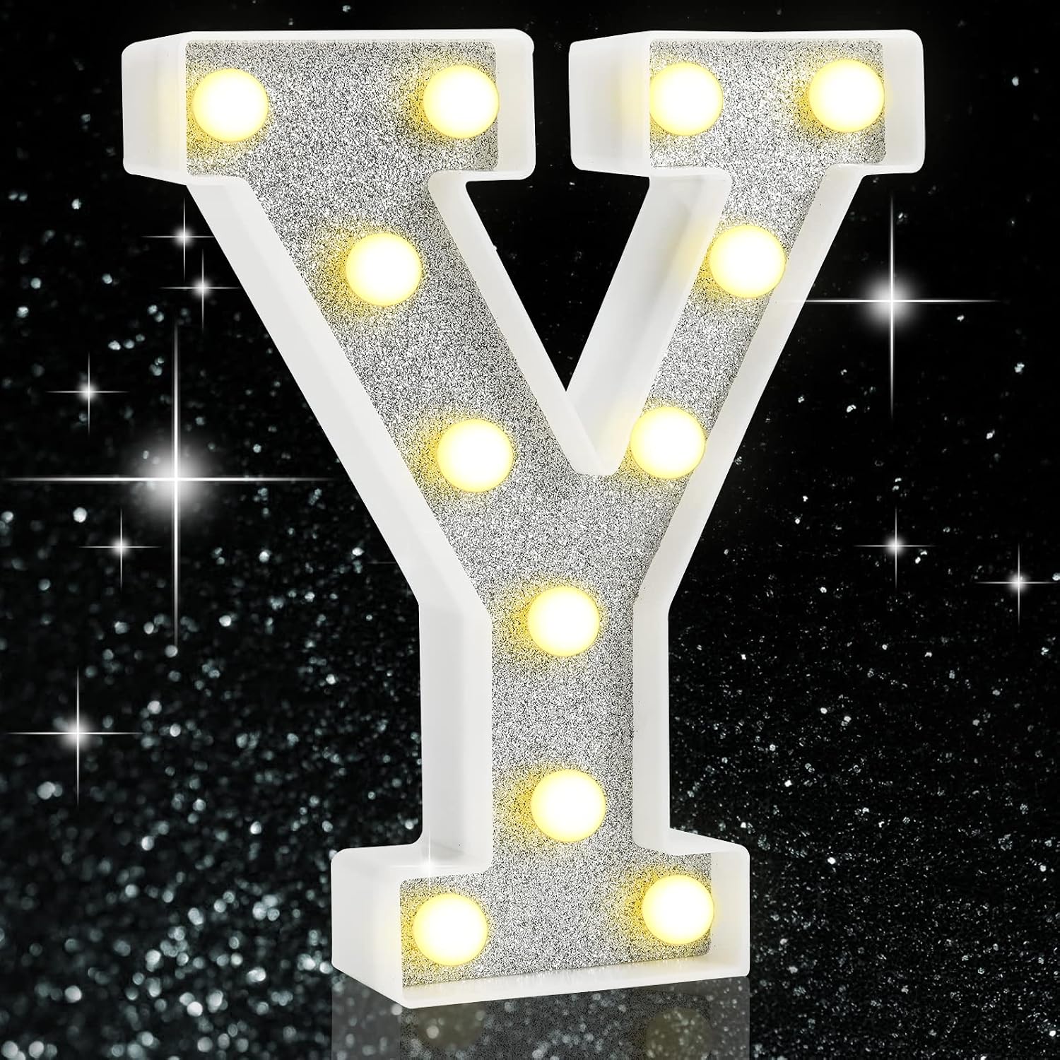 Amazon.com: LED Marquee Letter Lights, Silver Letters Glitter Alphabet ...