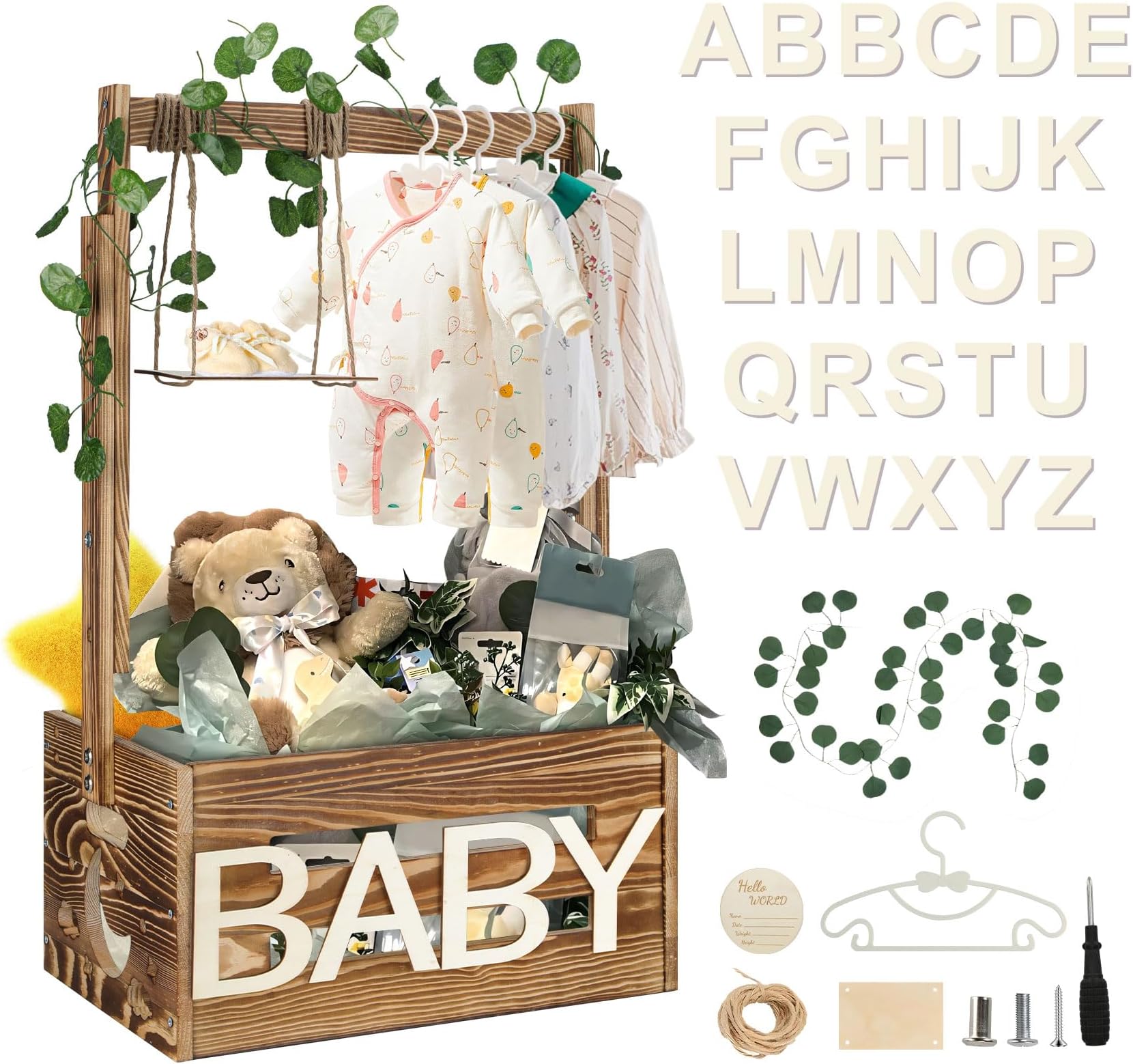 Amazon.com: Little Cuteness Wooden Baby Shower Crate Closet - Rustic ...