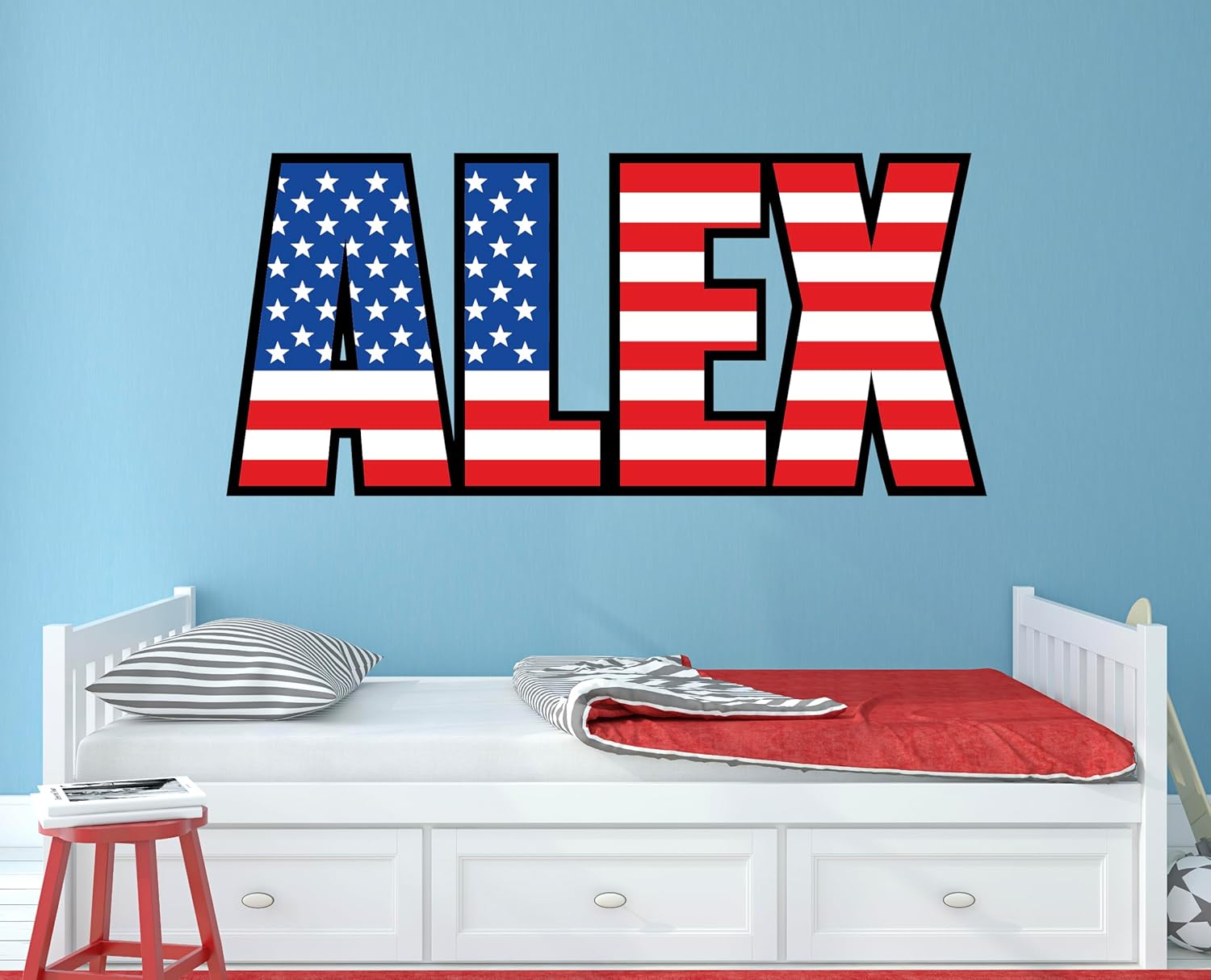 Amazon.com: American Flag Wall Decal for Kids Room - Personalized Name ...