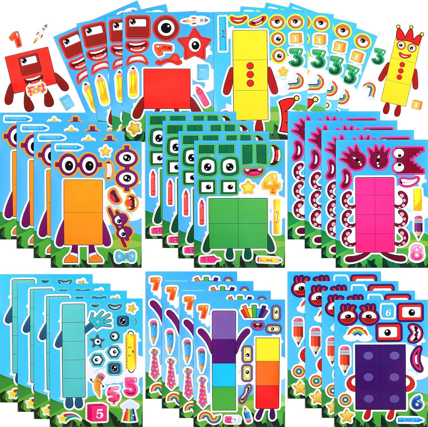 Amazon.com: 32 Pcs Make Your Own Number Toys Sticker Sheets Todders ...