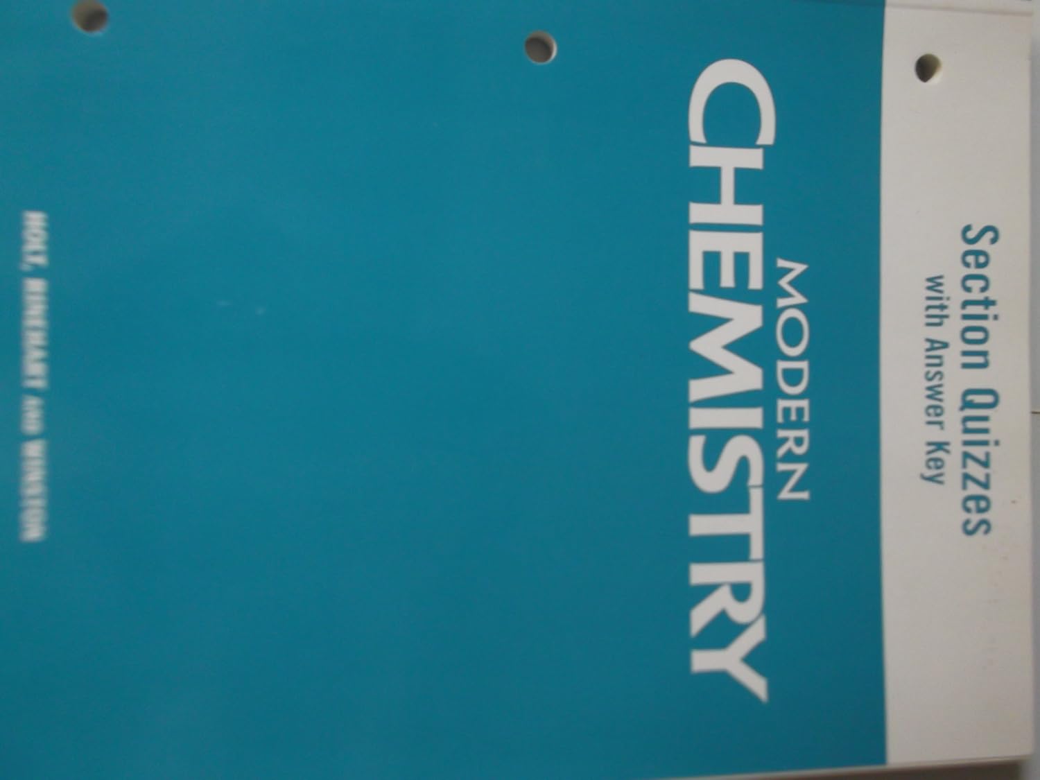 Holt Modern Chemistry: Section Quizzes with Answer Key: Rinehart ...