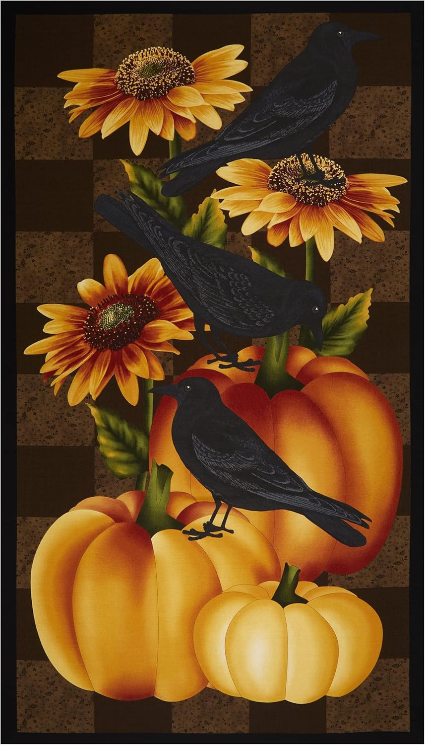 Amazon.com: Henry Glass Cavalier Crows 24" Crow Panel Brown, Fabric by ...