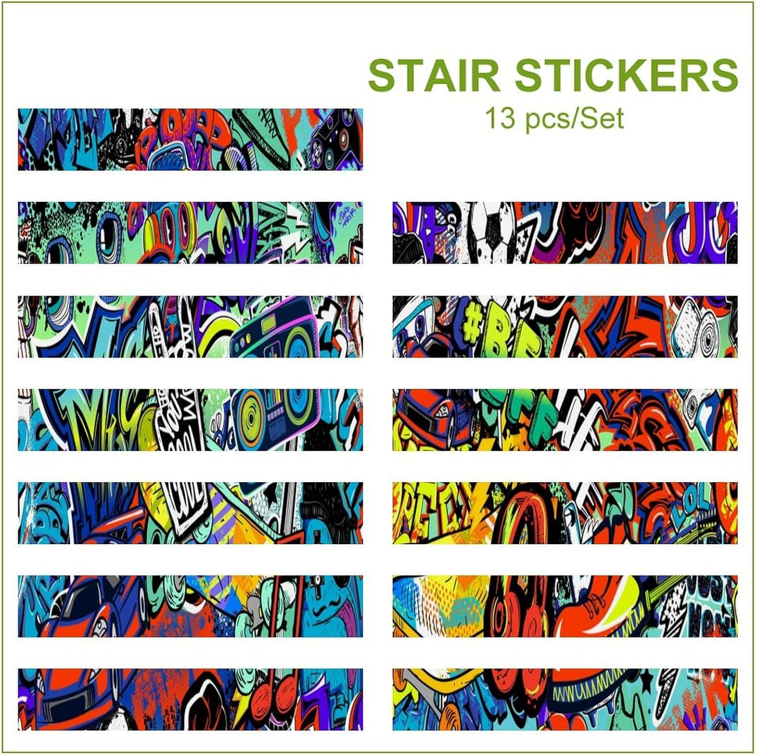 Calcomanías modernas de grafiti en acuarela, calcomanías para escaleras ...