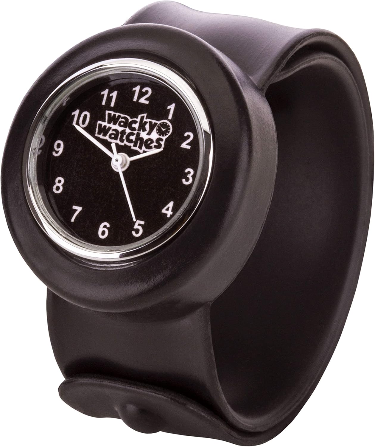 Popwatch Black Colour Slapwatch Fast Fit Kids Childrens Silicone Watch ...