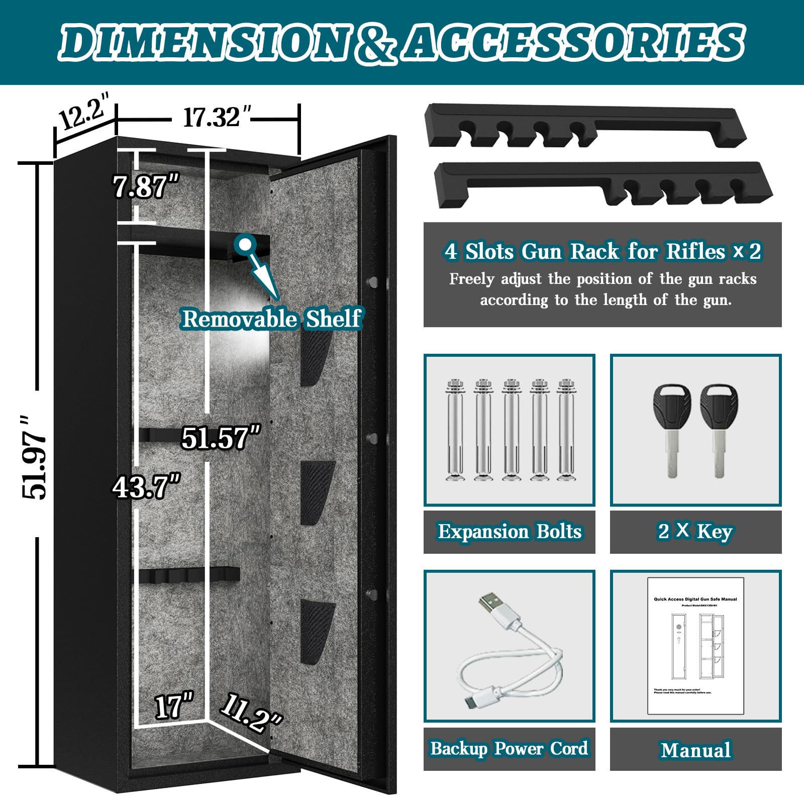 Snapklik.com : Aipuwo 6-8 Biometric Gun Safe Rifle For Home ...