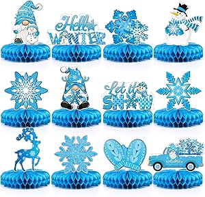 Amazon.com: Pasimy 12 Pcs Hello Winter Honeycomb Centerpieces Let It ...