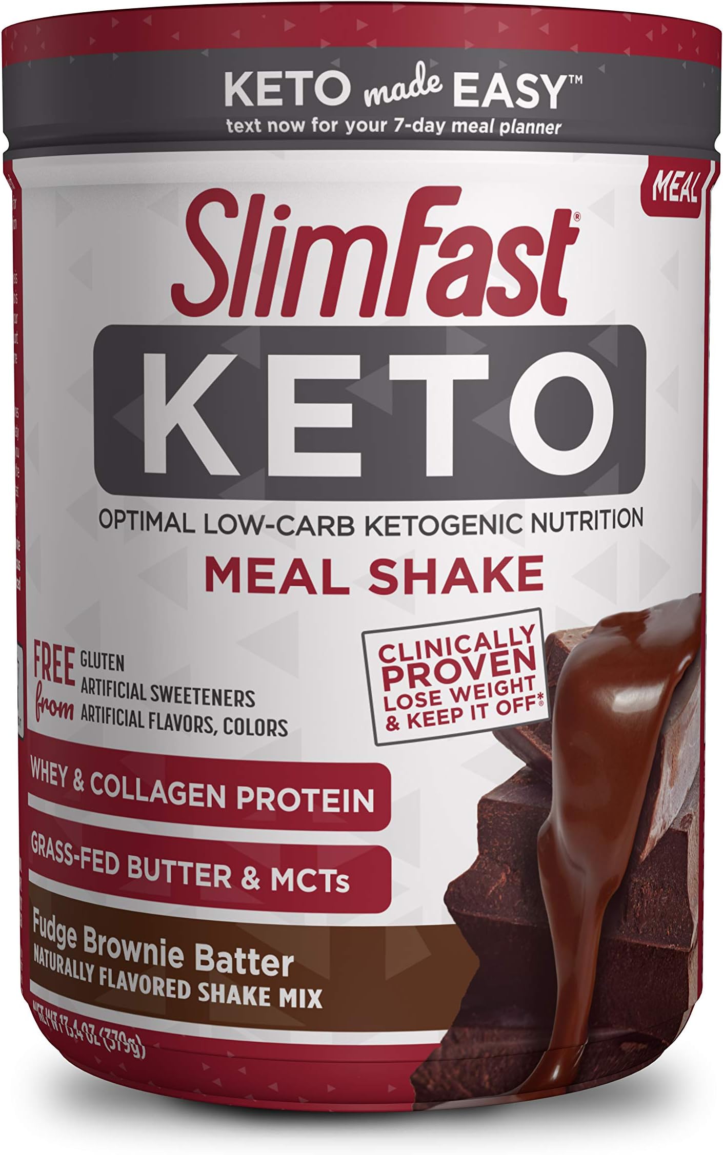 Amazon.com: SlimFast Keto Meal Replacement Shake Powder, Fudge Brownie ...