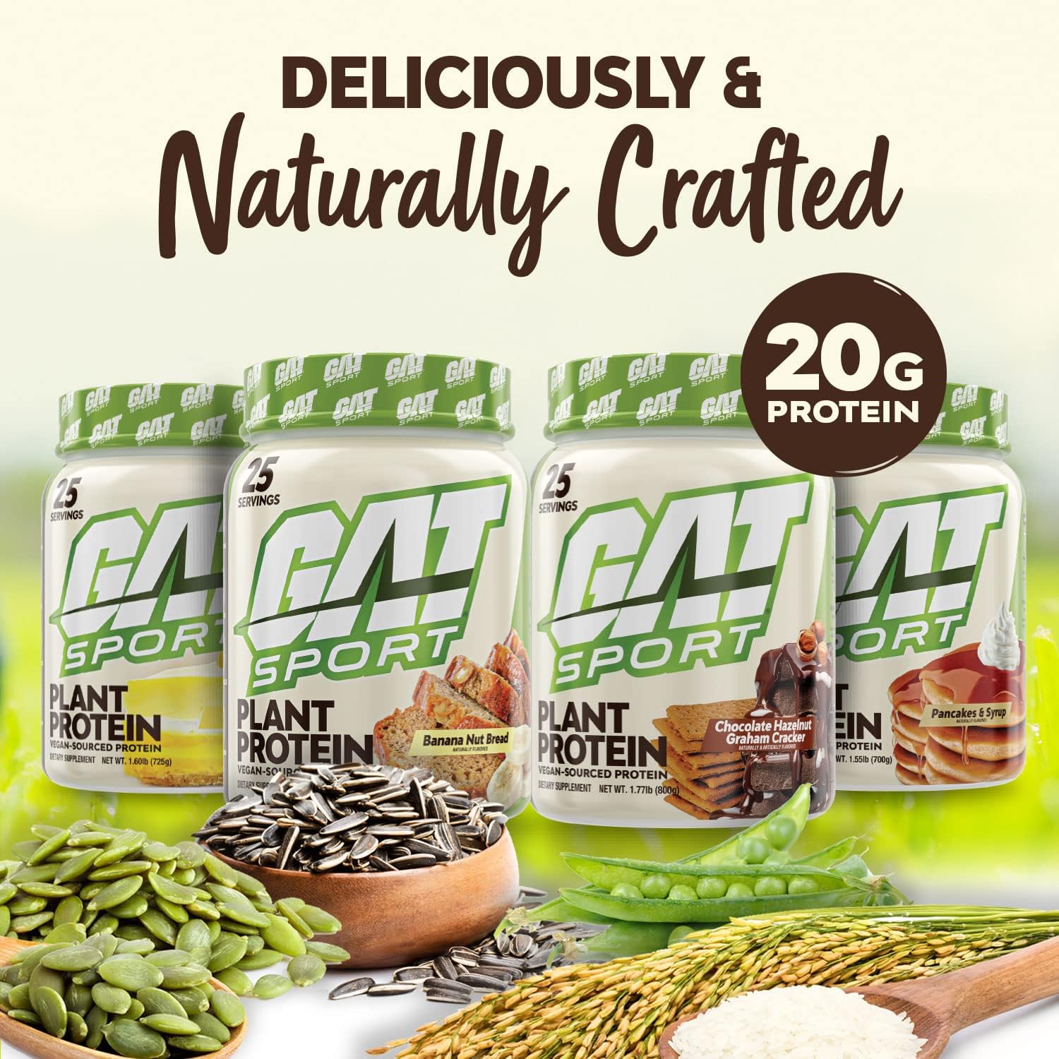 GAT Sport Proteína vegetal proteína de origen vegano 25 porciones 160 libras pan de nuez de ...