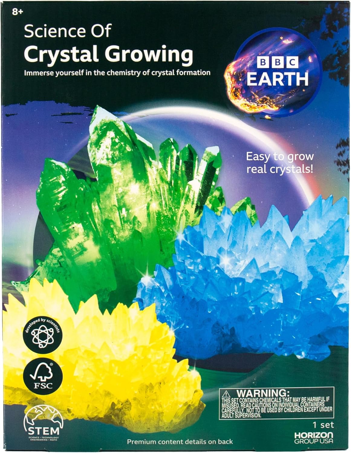 Amazon.com: BBC Earth Science of Crystal Growing, Grow 3 Dazzling ...