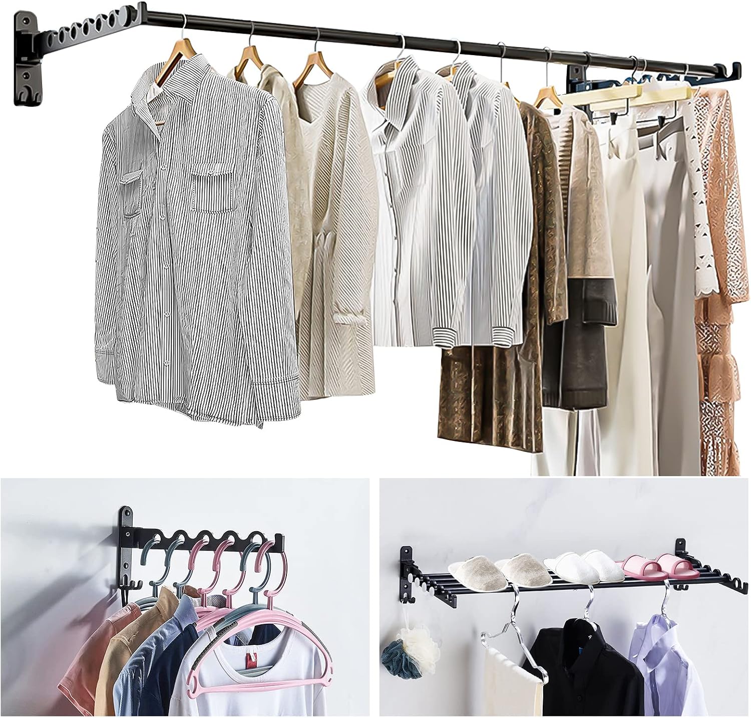 Tendedero para Ropa,3 en 1 Tendedero de Pared, Tendedero Plegable para ...