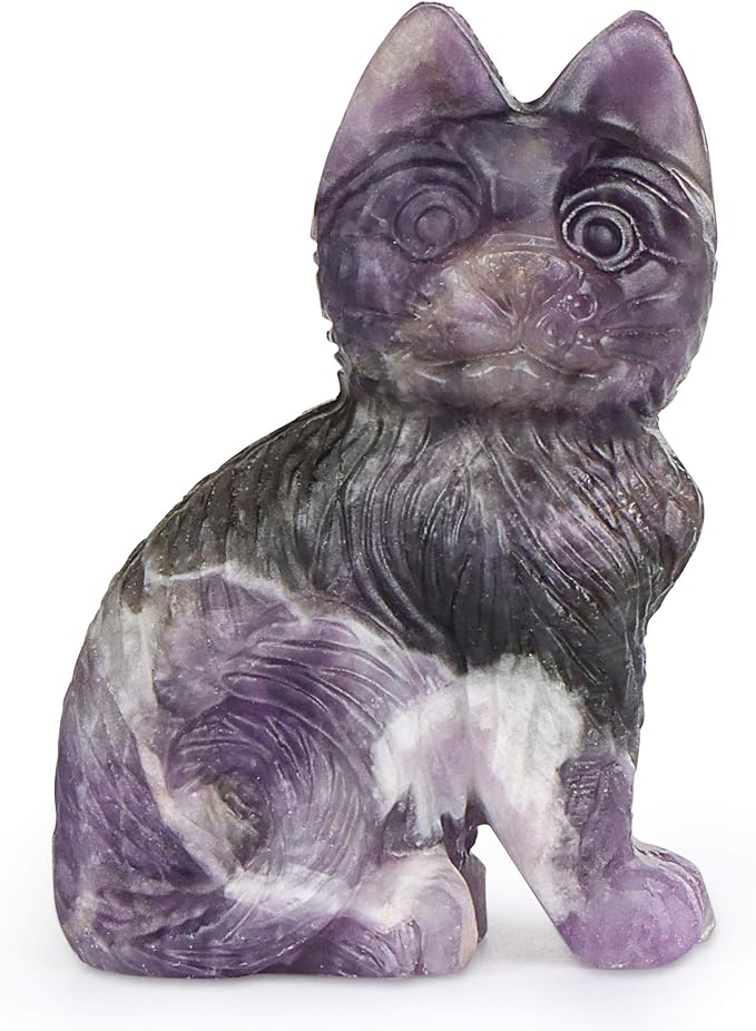 Amazon.com: Artistone 2.0" Amethyst Crystals Cat Statue,Hand Carved ...