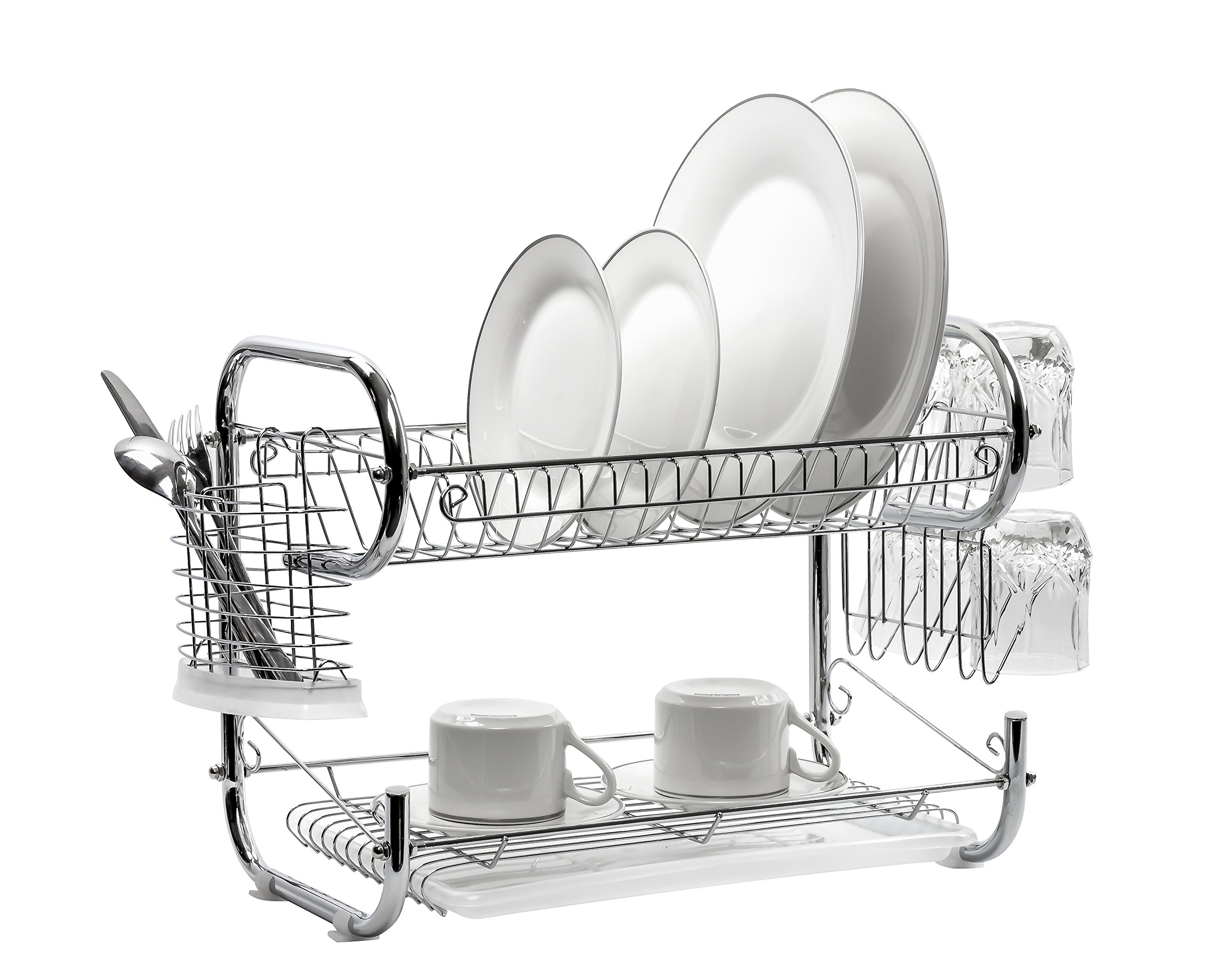 Amazon.com - Kitchen Sense Chrome 2 Tier Deluxe Dish Drying Rack with ...