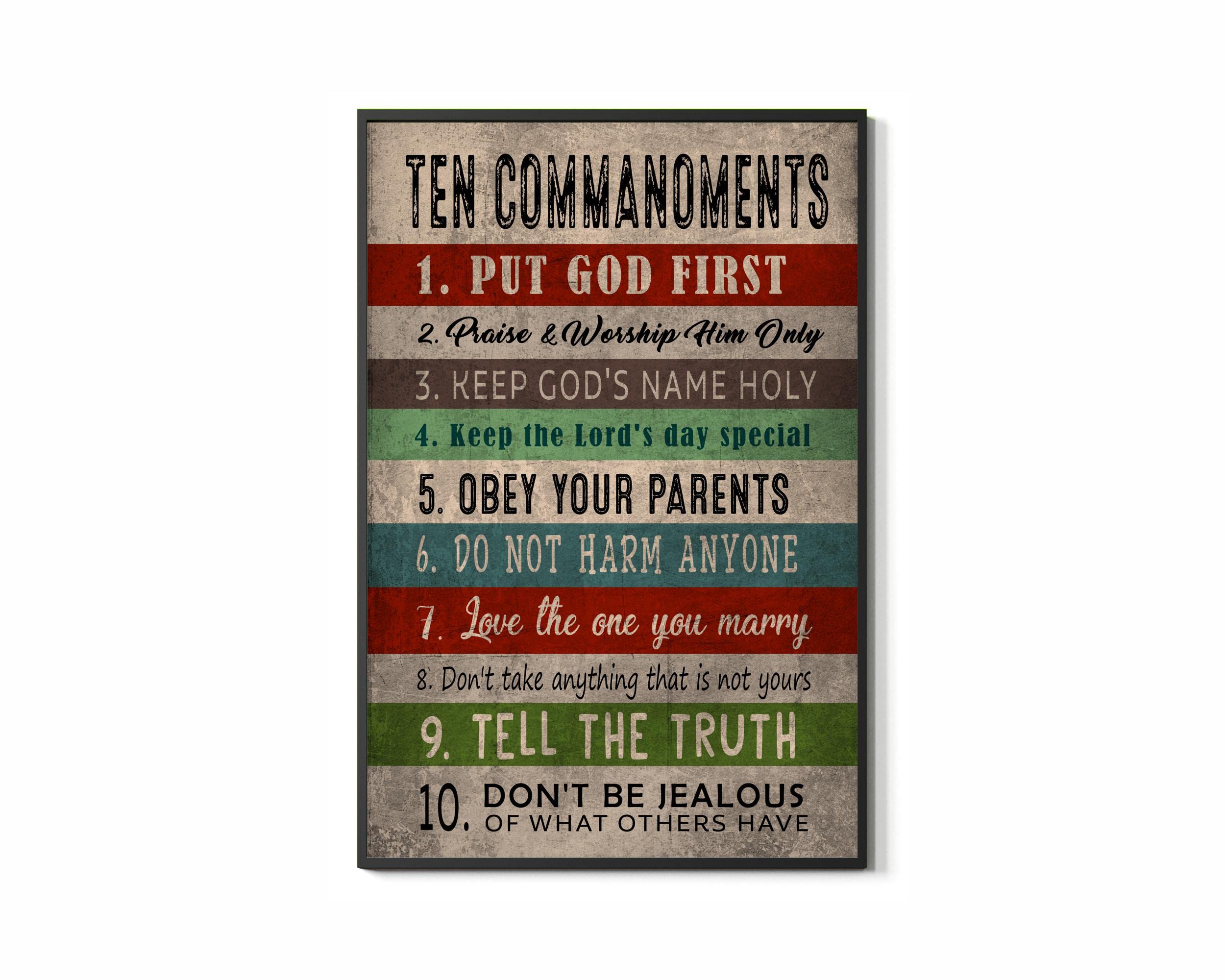 Buy 10 Commandments Wall Art Vintage Ten Commandments Wall Decor ...