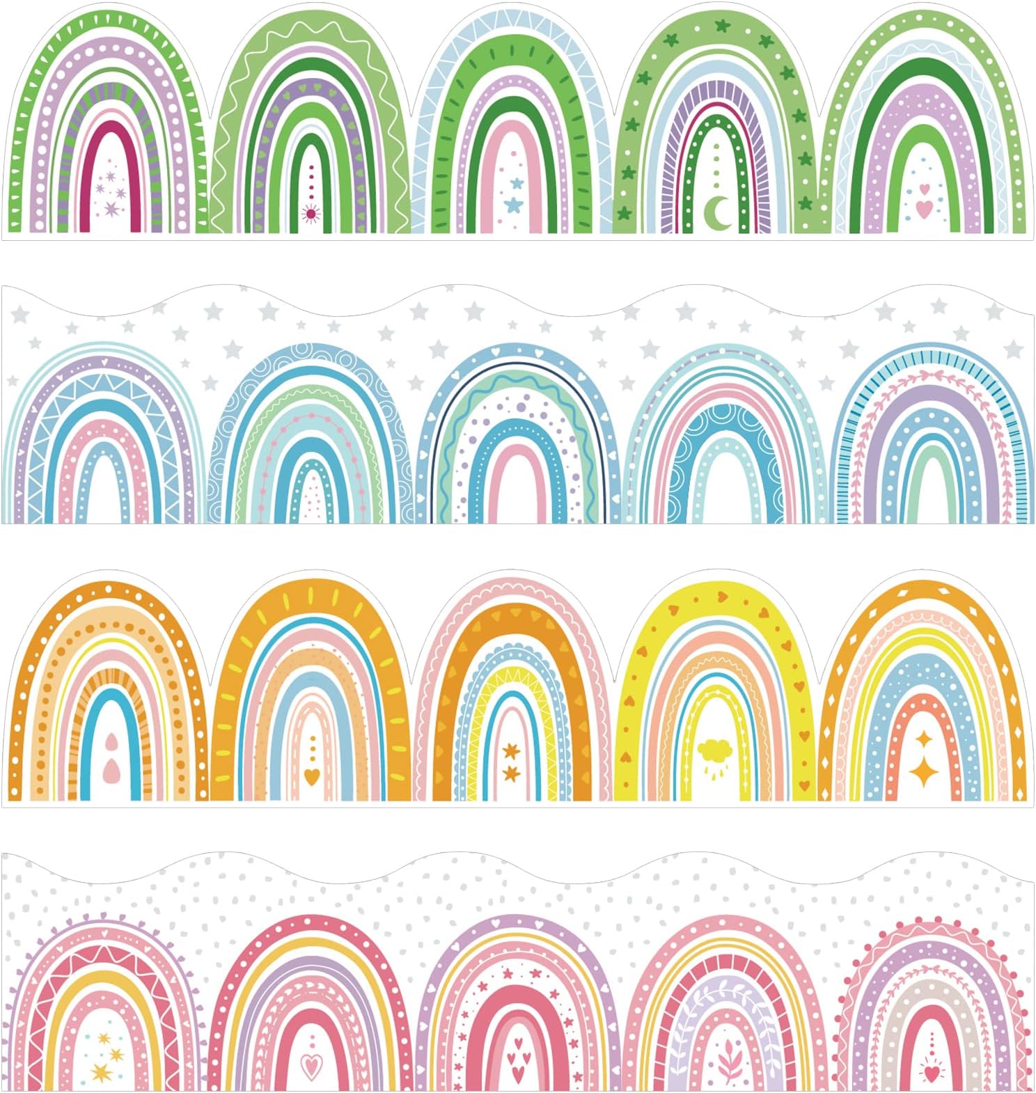 60 Pieces Rainbow Rolled Border Trim Boho Bulletin Board Decor ...